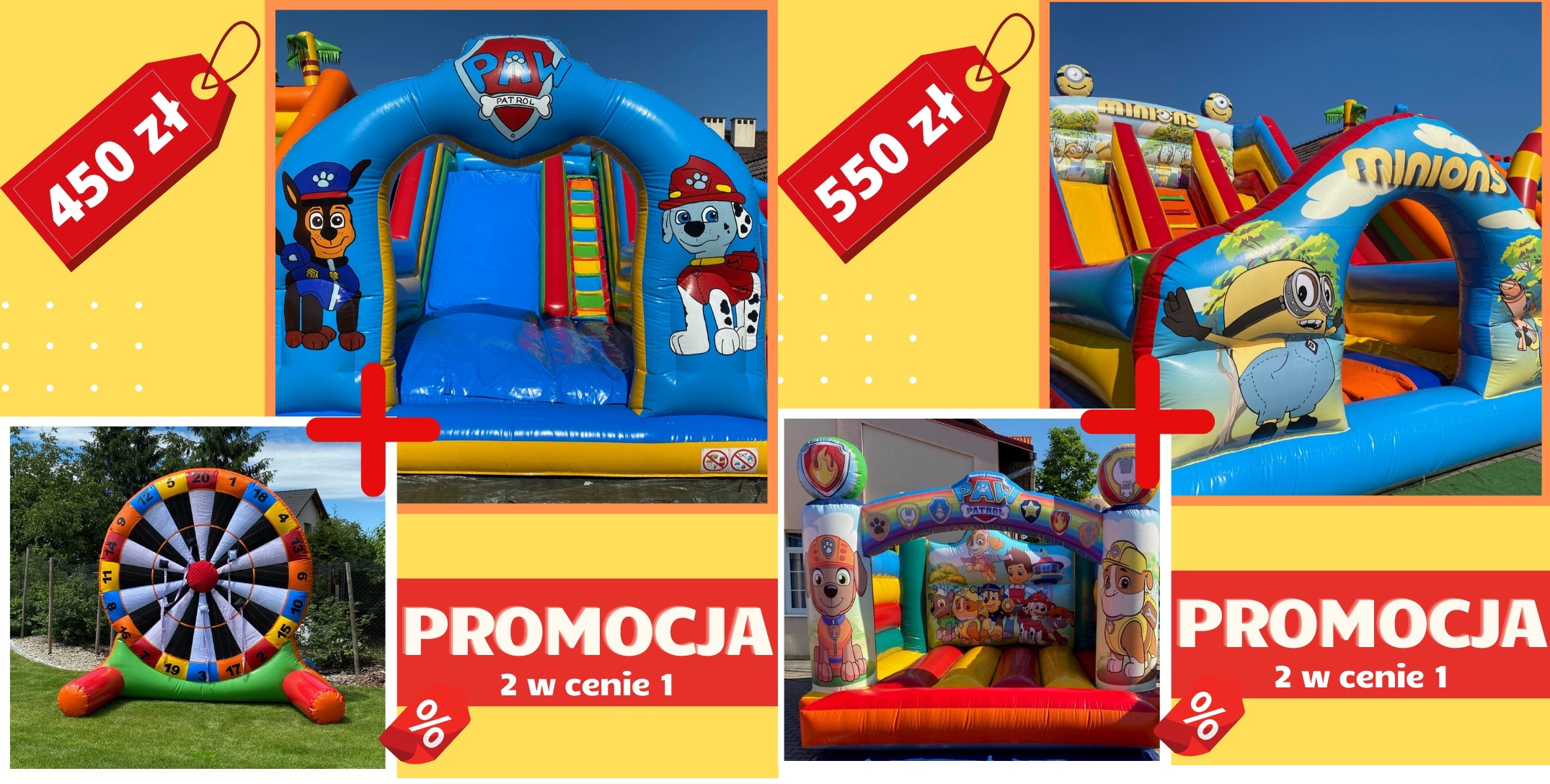 Cennik dmuchańce, zjeżdżalnie, balony, fotobudka, napis love Andrychów